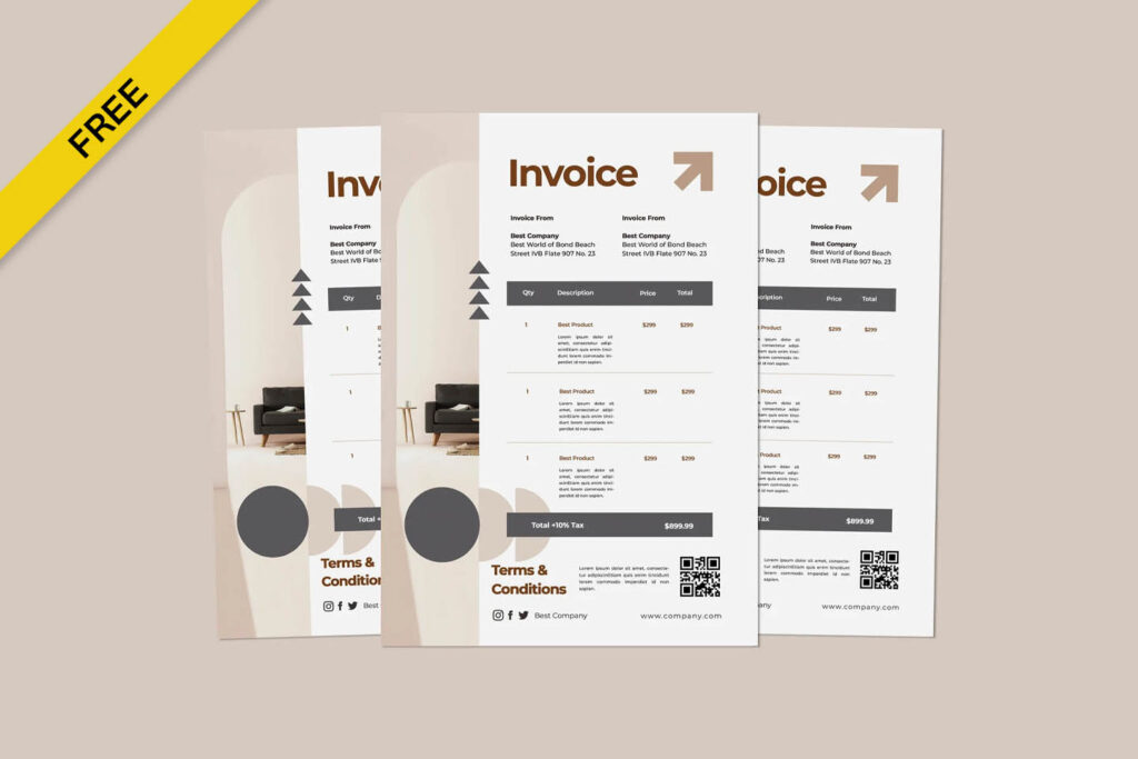 Minimalist Furniture Invoice PSD Template Free Download